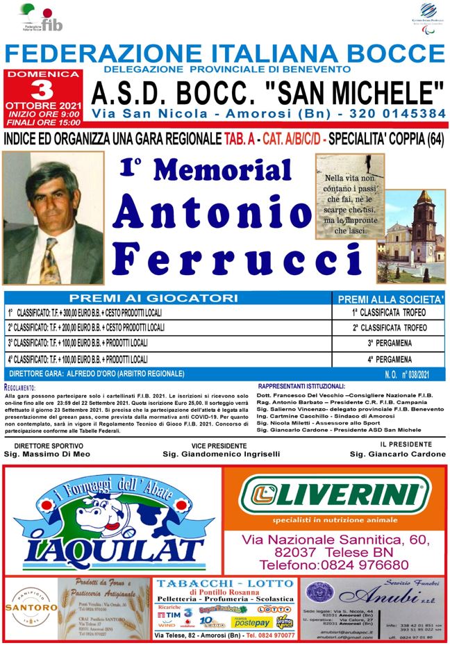 Comitati Federbocce - IL 3 OTTOBRE IL 1° MEMORIAL "ANTONIO FERRUCCI ...